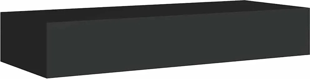 Nástěnné police se zásuvkou 2 ks černé 60 x 23,5 x 10 cm MDF 330258