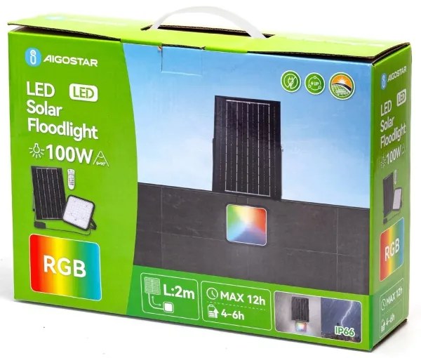Aigostar - LED RGBW Stmívatelný solární reflektor LED/100W/3,4V IP66 + DO