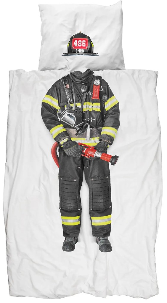 SNURK Bavlněné povlečení hasič záchranář, 200x140cm + 80x80cm