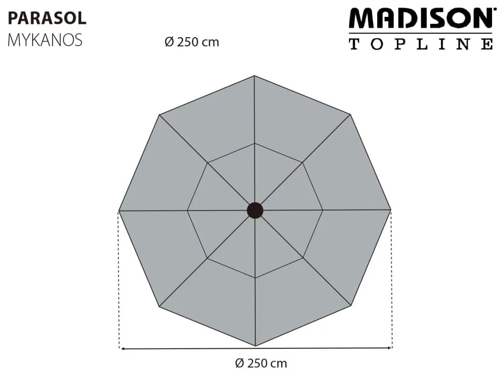 Madison Slunečník Mykanos 250 cm šedý, Madison 447163