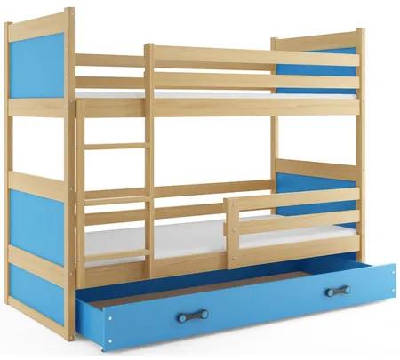 Dětská patrová postel RICO 200x90 cm Modrá Borovice