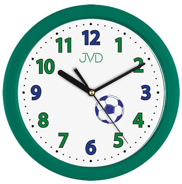Fotbalové zelené dětské nástěnné hodiny JVD H12.3 pro malé fotbalisty