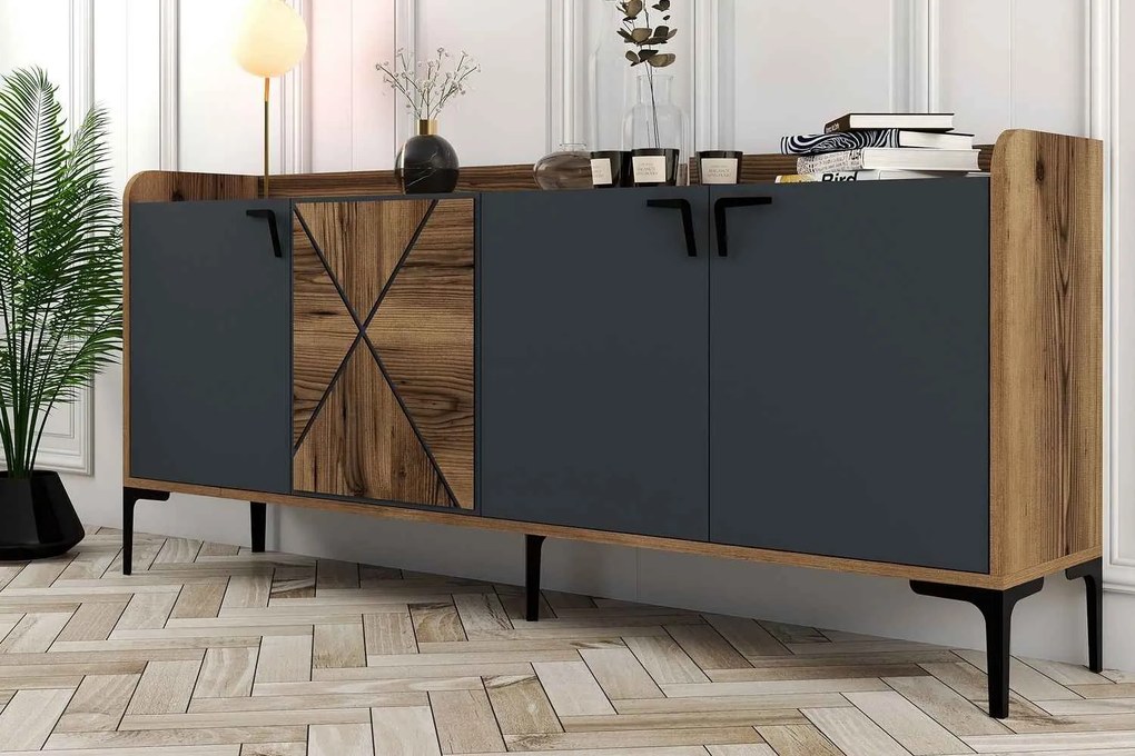 Designová komoda Mahdis 180 cm antracitová