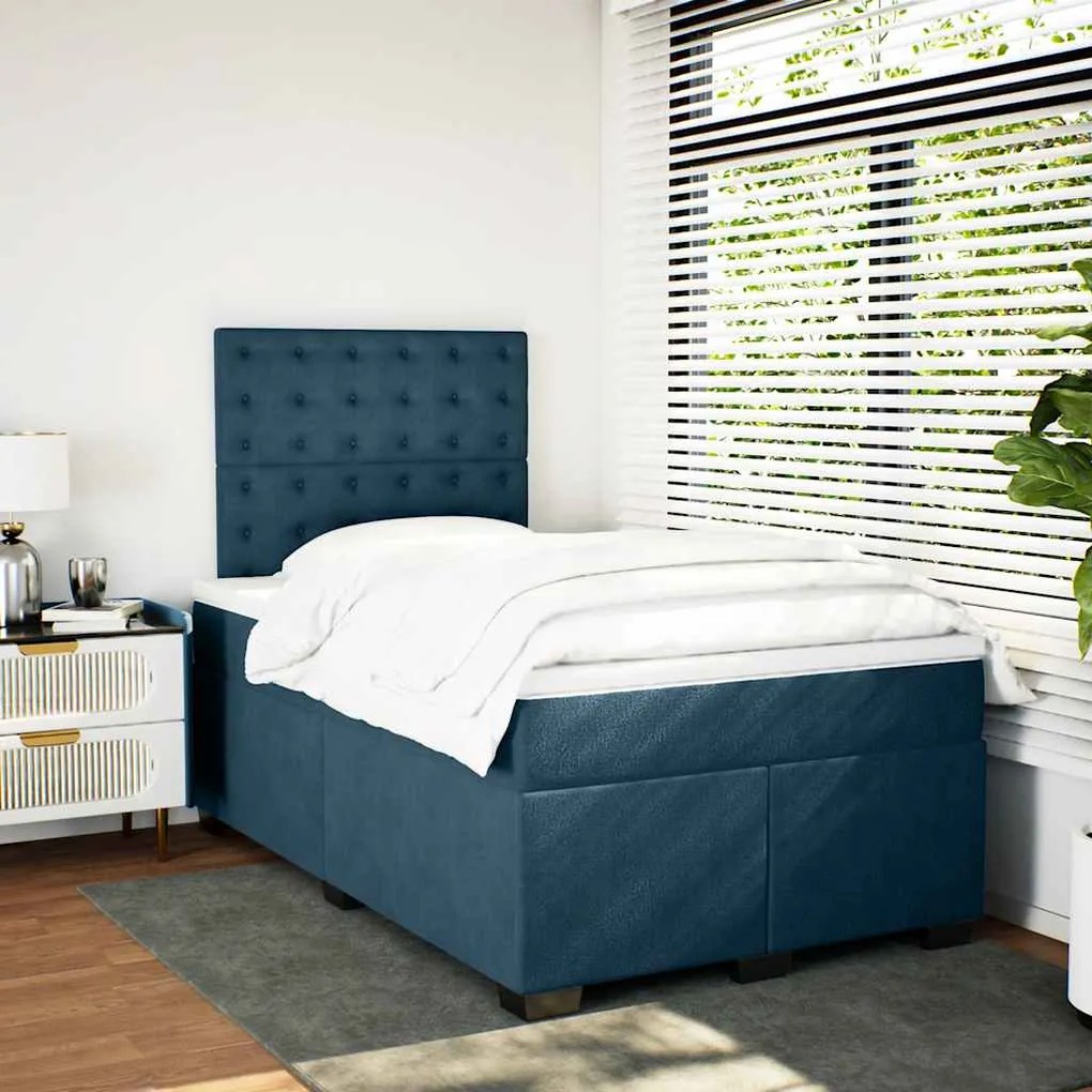 Box spring postel s matrací modrá 120 x 190 cm samet 3293174