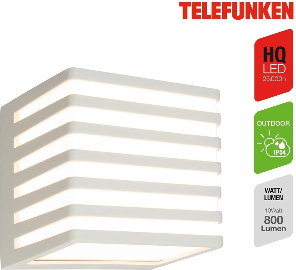 TF 321904TF TELEFUNKEN LED venkovní nástěnné svítidlo, voděodolné a prachotěsné, kostka, světlešedá - BRILONER