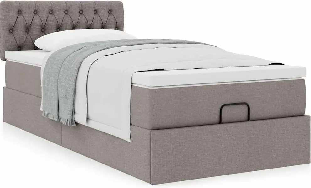 Osmanský postel s matrací taupe 100x200 cm textil 3311522