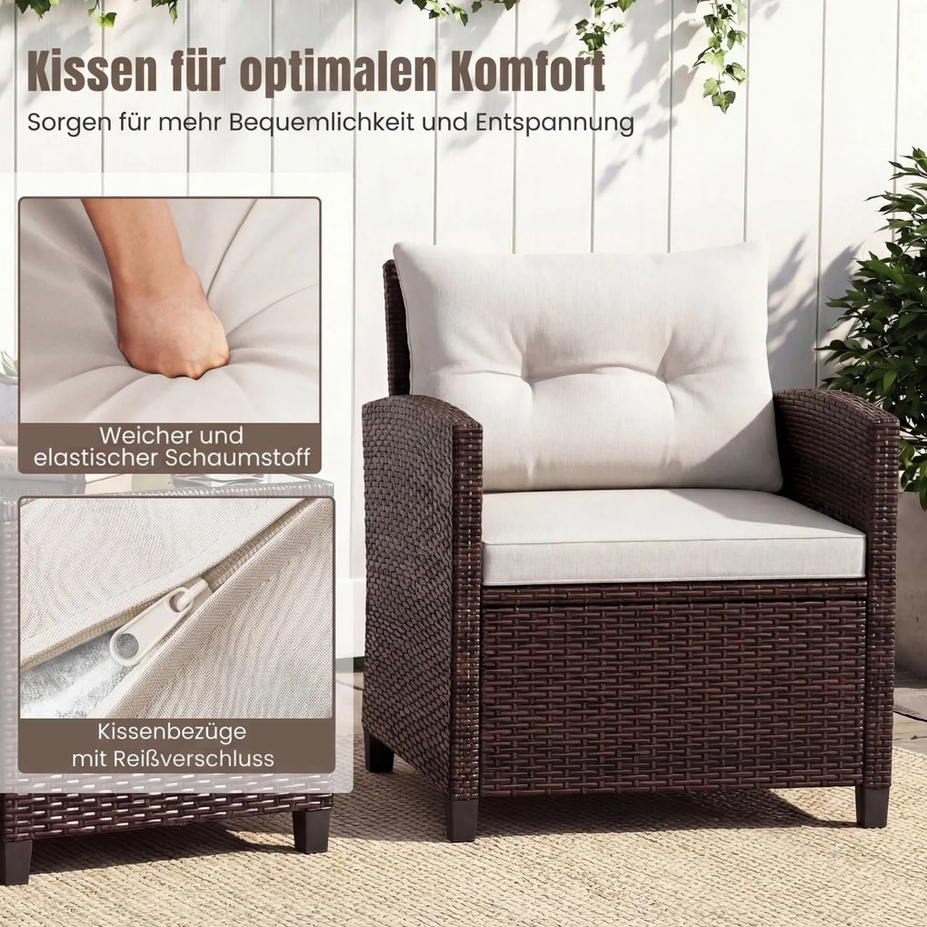 Costway 3-dílný. Polyratanový salonek Gartenmöbel Rattan Sitzgruppe mit