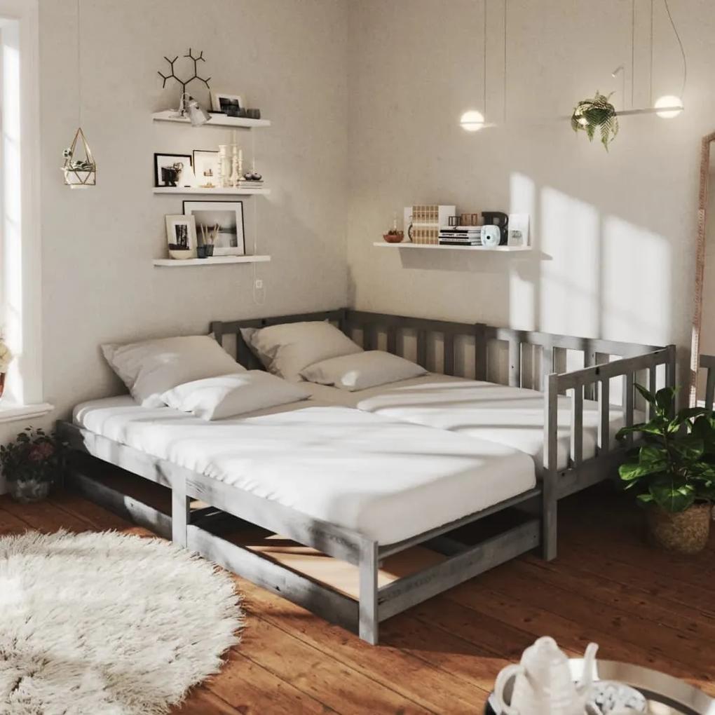 vidaXL Výsuvná denní postel 2 × (90x200 cm) masivní borové dřevo [3083710] Barva: Bílá