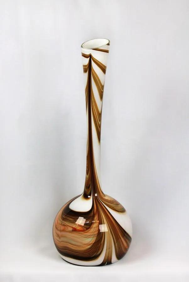Levné-garnýže.cz - Váza designová Koule střední hnědobílá 80 cm