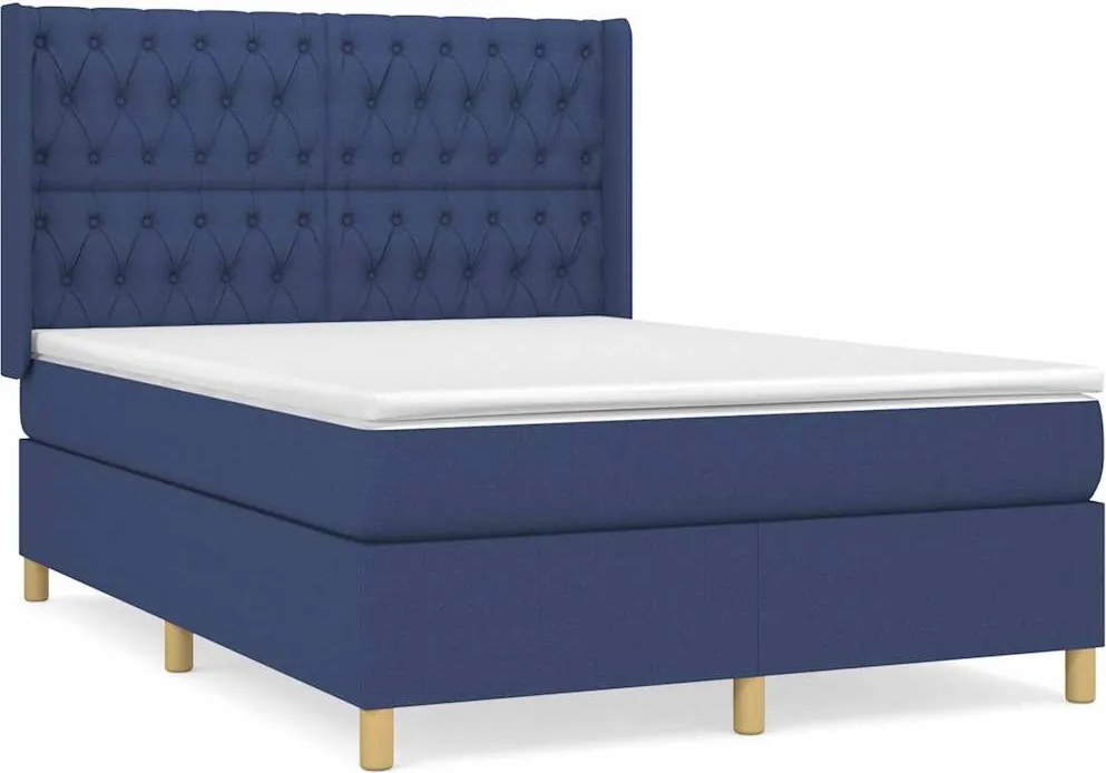 Box spring postel s matrací modrá 140x200 cm textil 3132239