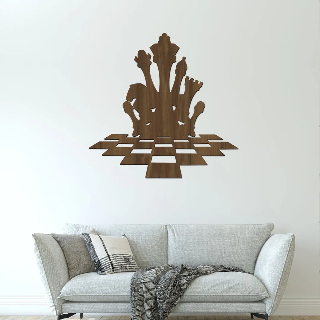 dřevo života Dřevěná dekorace na stěnu Šachy Barevný vzor: Ořech, Rozměry (cm): 60x60