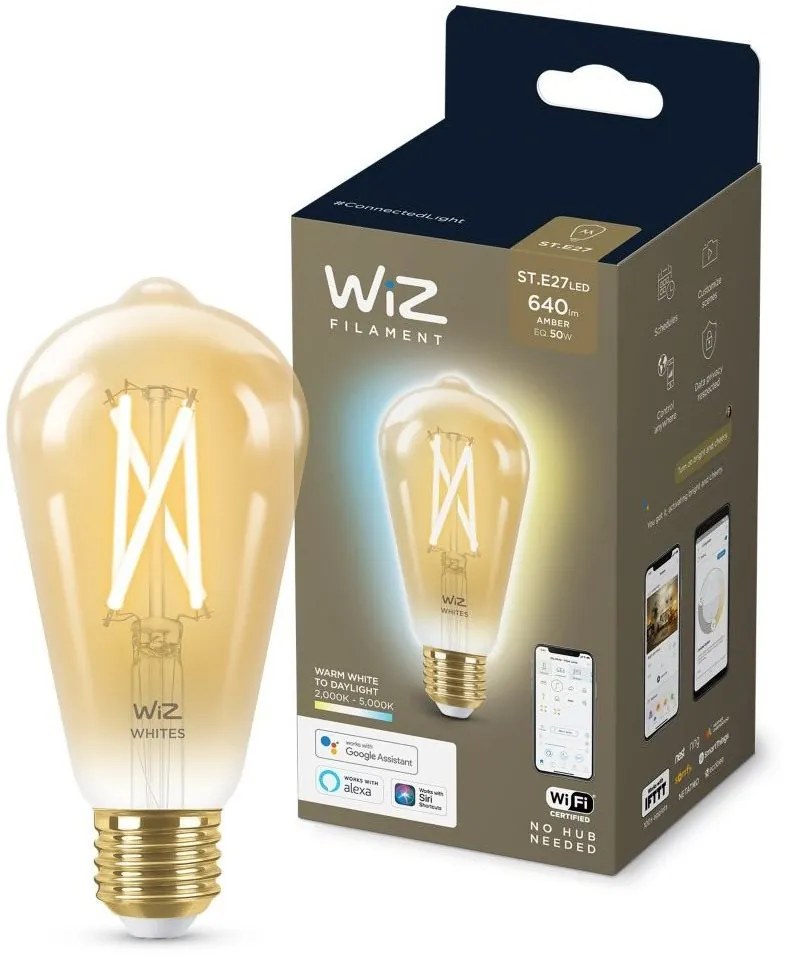 Wiz tunable white 8718699787233 inteligentní led designová žárovka e27 | 1x6,7w | 640lm | 2000-5000k