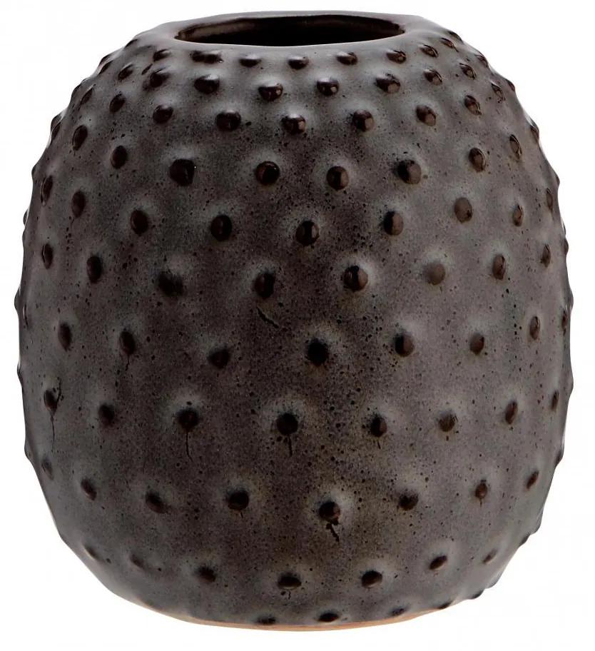 MADAM STOLTZ Keramická váza Grey Plastic Dots, šedá barva