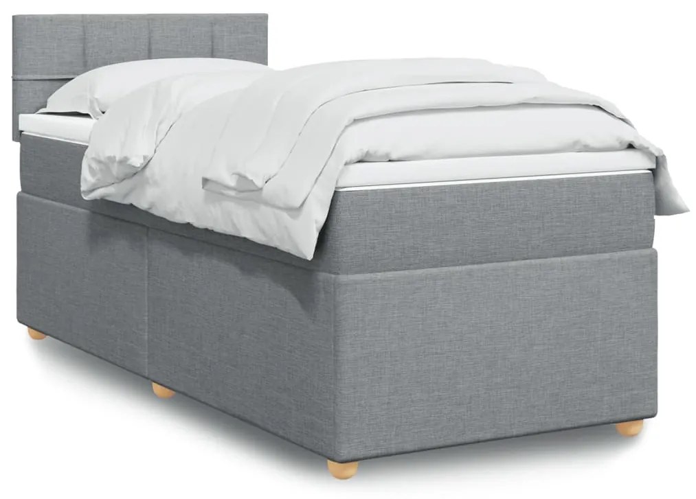 Box spring postel s matrací světle šedá 90x200 cm textil 3288863