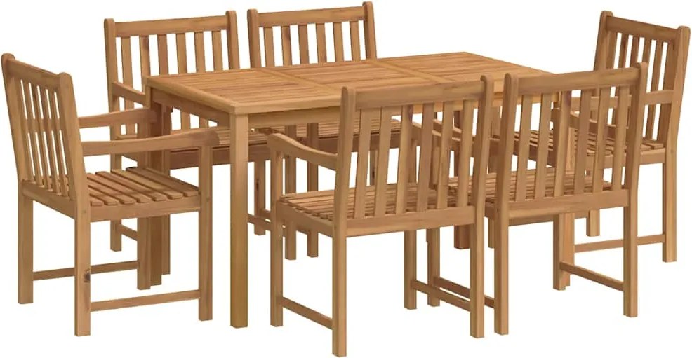 7dílná zahradní jídelní sada 140 x 80 cm masivní teakové dřevo 3059932