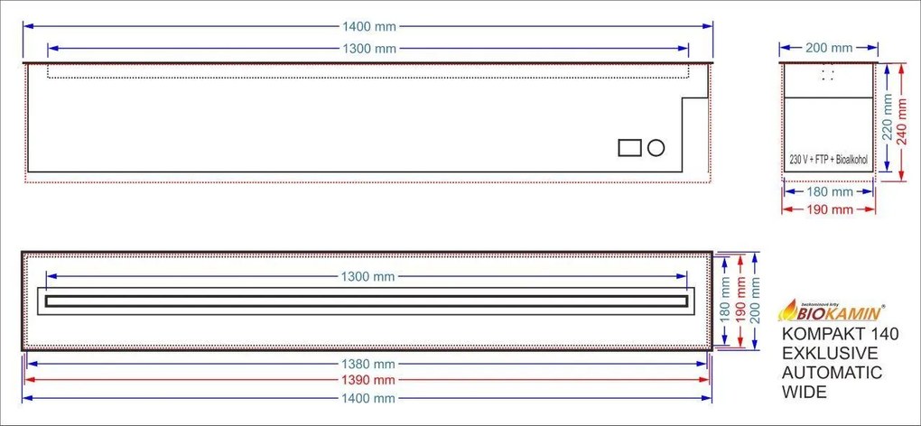 Biokamin -  BIOKRB KOMPAKT 140 - EXKLUSIVE AUTOMATIC WIDE