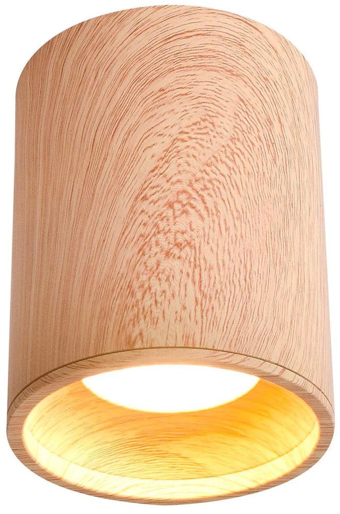 Stropní bodové osvětlení EMILIA-ROMAGNA, 1xGU10, 15W, 7,9x10cm, kulaté, imitace dřeva Clx