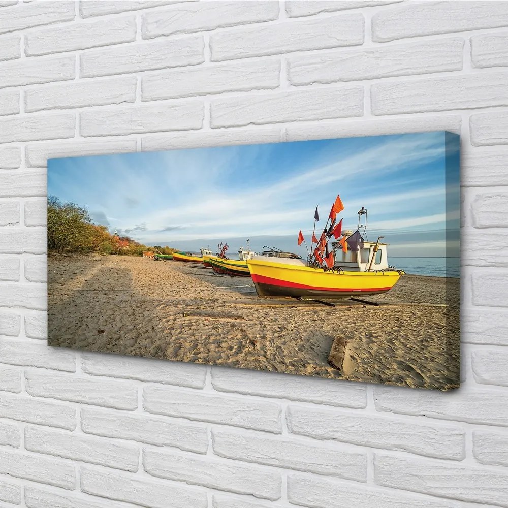 Obrazy na plátně Gdańsk Beach lodě sea 125x50 cm