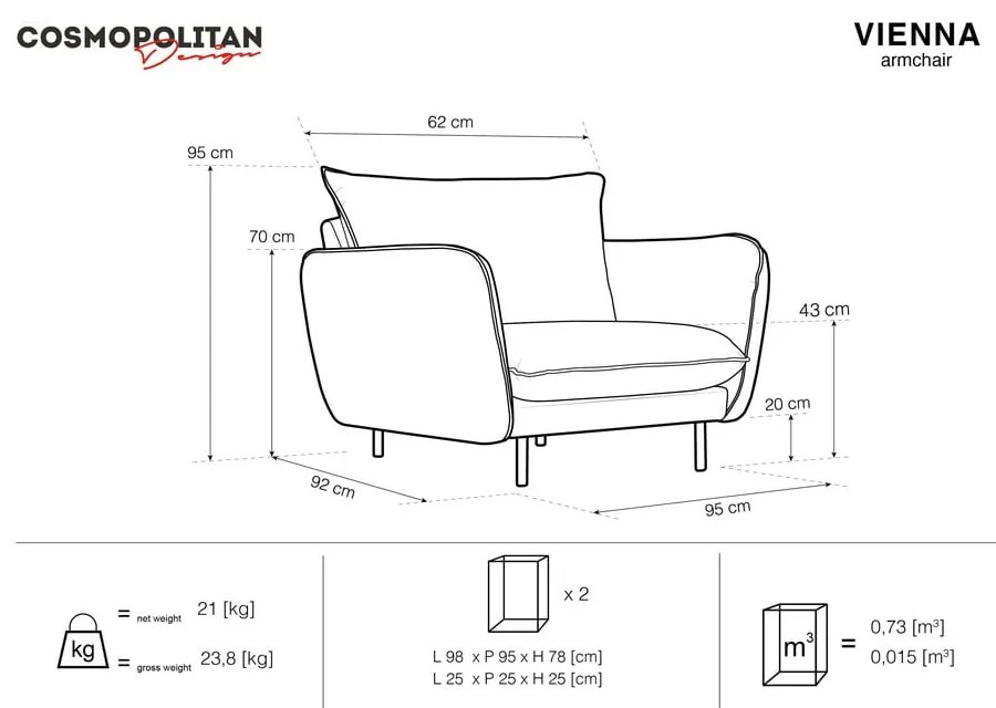 Tmavě šedé křeslo Cosmopolitan Design Vienna