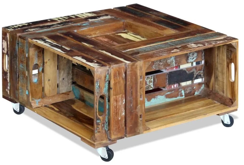 Konferenční stolek masivní recyklované dřevo 70x70x35 cm,  243306