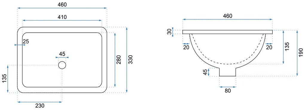 Rea Adela umyvadlo, 46 x 33 cm, bílá, REA-U6653