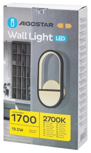 Aigostar - LED Nástěnné svítidlo LED/13,5W/230V 2700K černá/zlatá