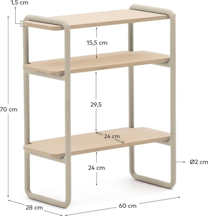 Béžová/v přírodní barvě závěsná dětská knihovna v dekoru jasanu 60x70x28 cm Tinn – Kave Home