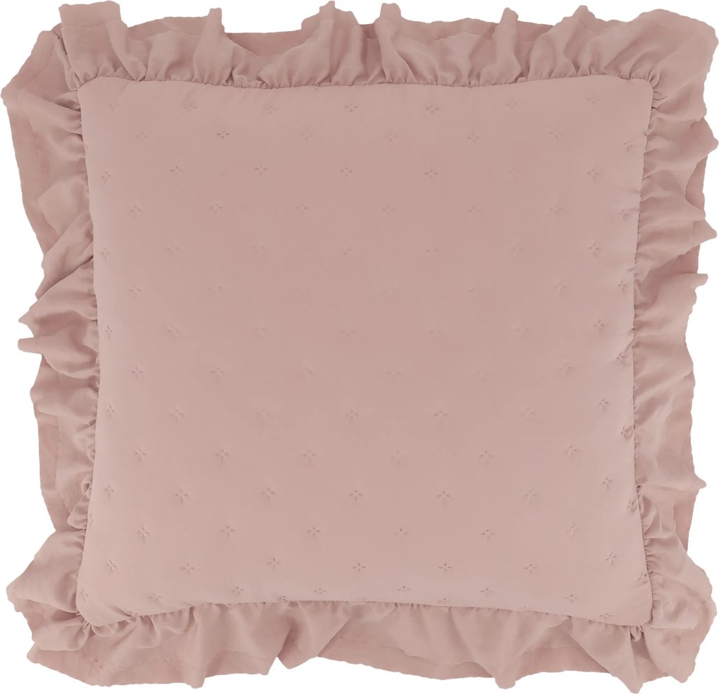 Růžový povlak na polštář s volánkovým okrajem Aix Soft – 50*50 cm