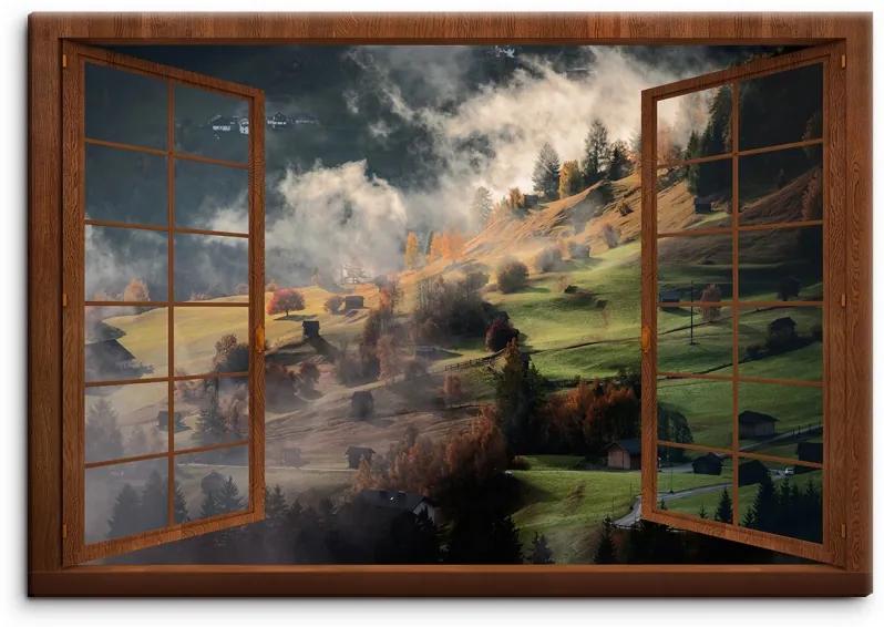 3D obraz okno do údolí Velikost (šířka x výška): 150x100 cm