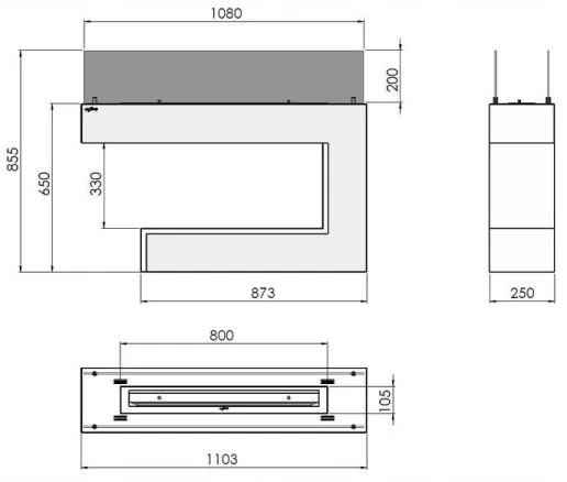 InFire - BIO krb 110x85,5 cm 3kW bílá