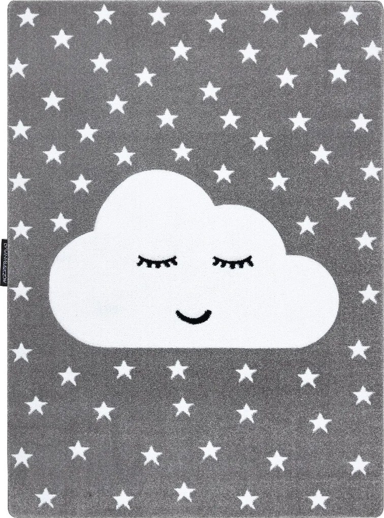 Detský kusový koberec Petit Cloud stars grey, 140x190, šedá, detská izba, Dywany Łuszczów