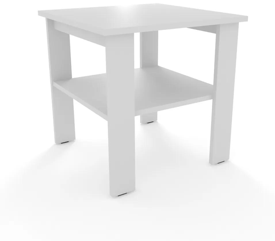 Moderní odkládací stolek čtverec 55 x 55 cm rovné nohy Alaska bílá
