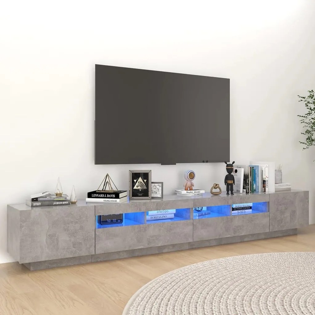 TV skříňka s LED osvětlením betonově šedá 260 x 35 x 40 cm 3081919