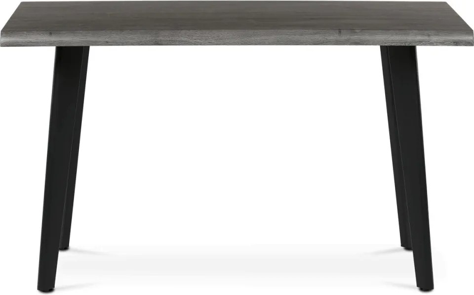 Stůl jídelní, 130x80x75 cm, MDF deska, dekor šedý dub, kov, černý lak