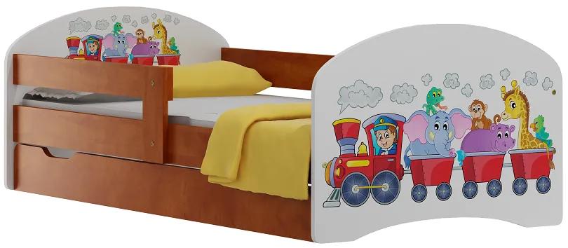 Dětská postel s motivem HAPPY ZOO Rozměr: 200x90, Matrace: bez matrace, Barevná kombinace: ČERVENÁ / BÍLÁ