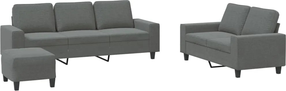 3dílná sedací souprava tmavě šedá textil 3201907