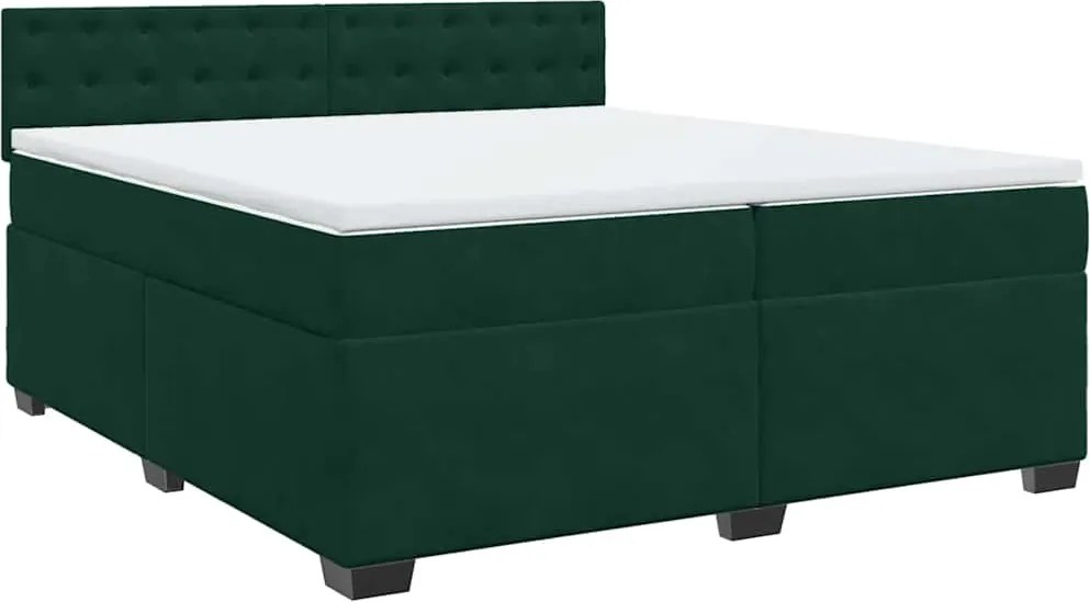 Box spring postel s matrací tmavě zelená 200x200 cm samet 3288717