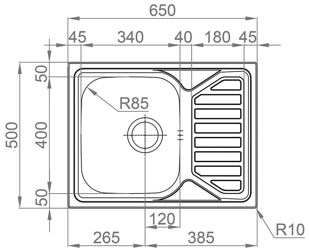 Nerezový dřez Sinks OKIO 650 V 0,6mm texturovaný