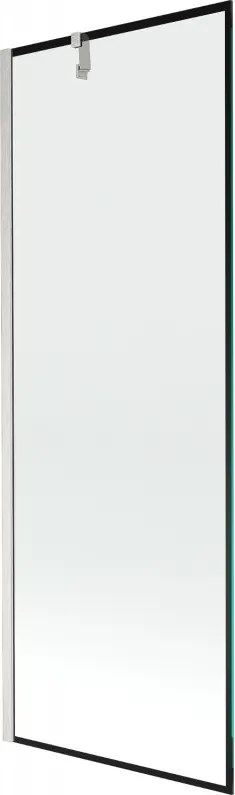 Mexen Next, 1-křídlová vanová zástěna 70 x 150 cm, 6mm čiré sklo - černý vzor, ocelová, 895-070-000-00-70-97