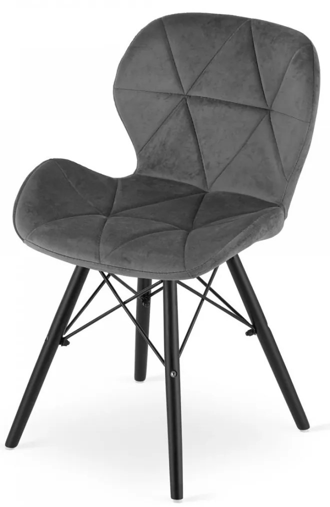 SUPPLIES LAGO Skandinávská sametová jídelní židle - šedá barva