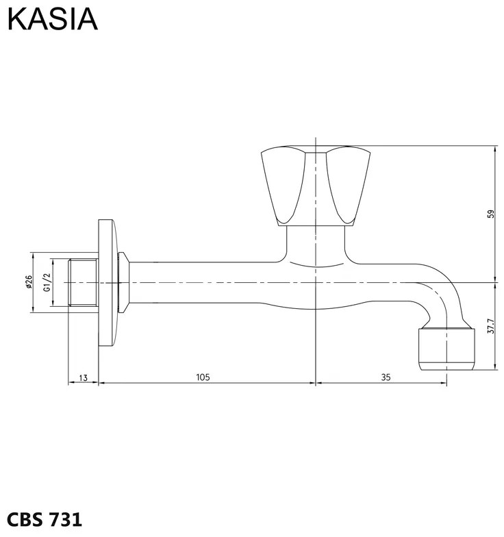 Mereo Kasia nástěnný kohoutek 1/2 mosaz chrom CBS731