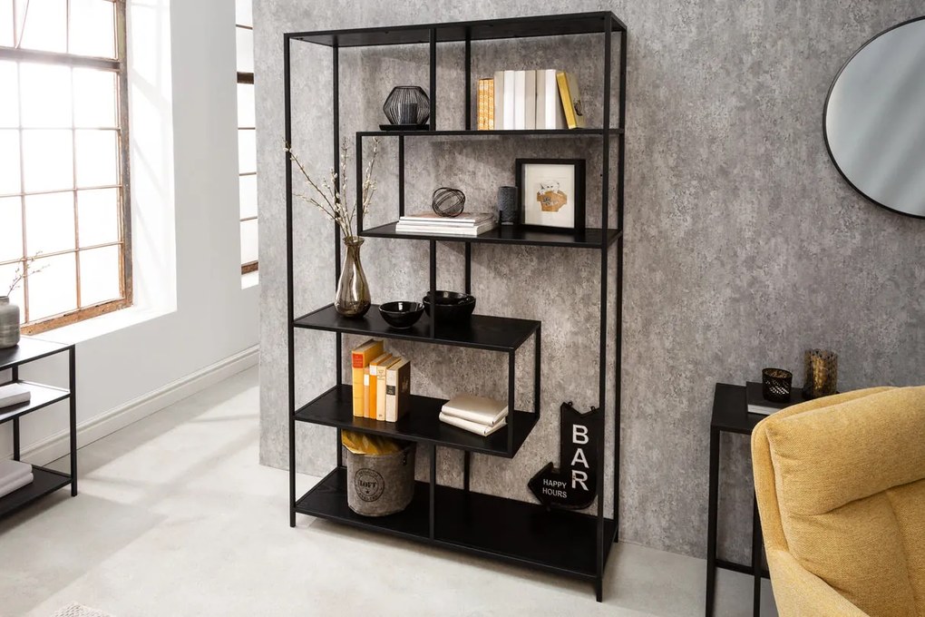 Invicta Kovová knihovna SLIM LINE 185x115 černá cm 42023