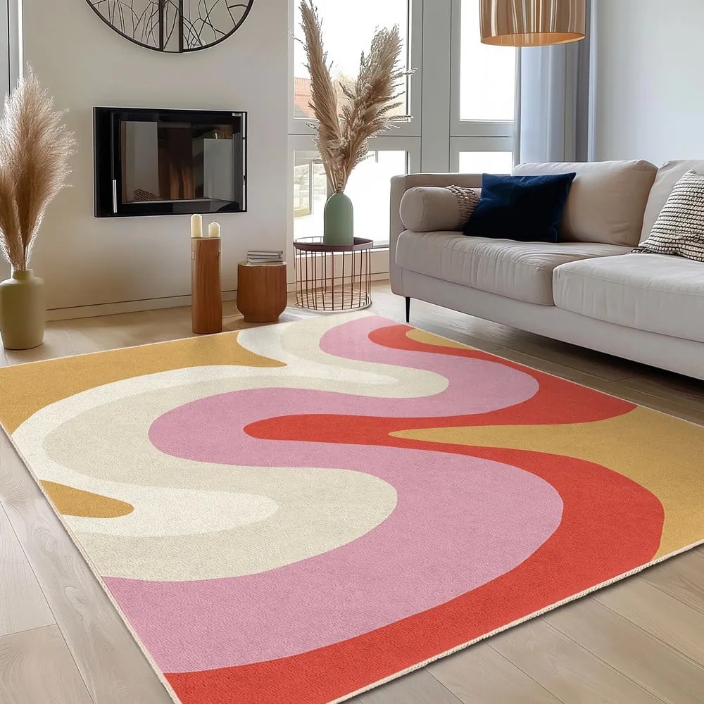 Žlutý/růžový pratelný koberec 160x230 cm Raspberry Creamsicle – Mila Home