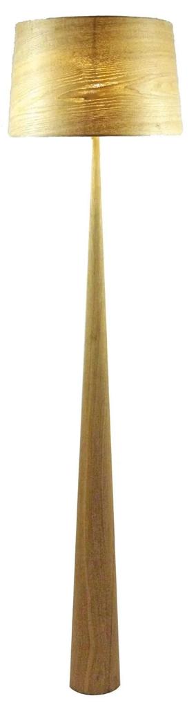 Stojací lampa Totem LS z kovu, dřevěná dýha