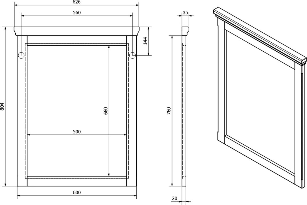 Sapho Cross CR211 zrcadlo 60 x 80 x 3,5 cm starobílá