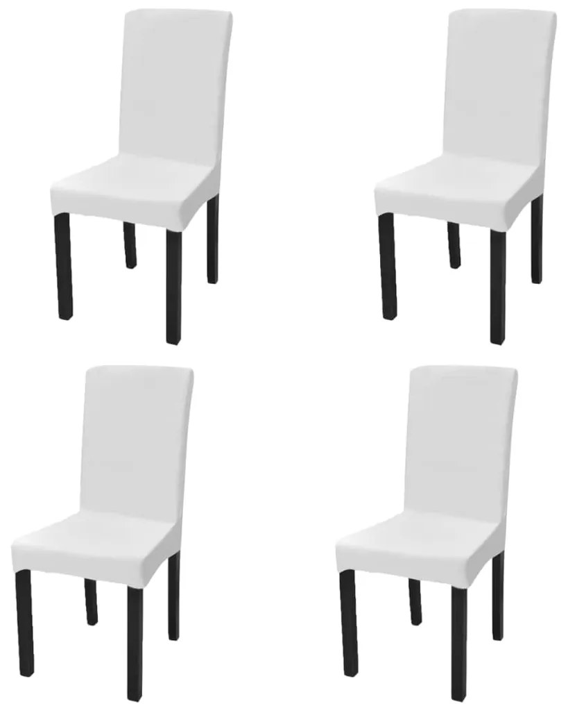 131418 vidaXL Hladké strečové potahy na židle 4 ks bílé