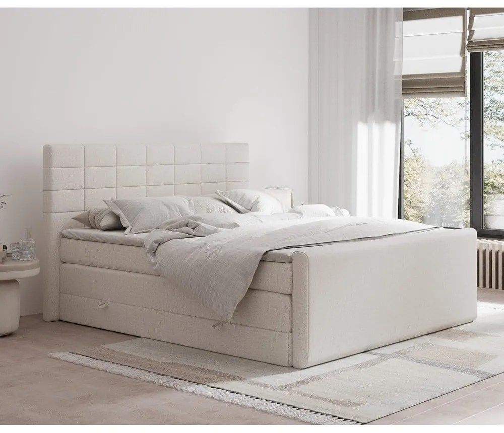 Béžová boxspring postel s úložným prostorem 180x200 cm Ava – Maison de Rêve