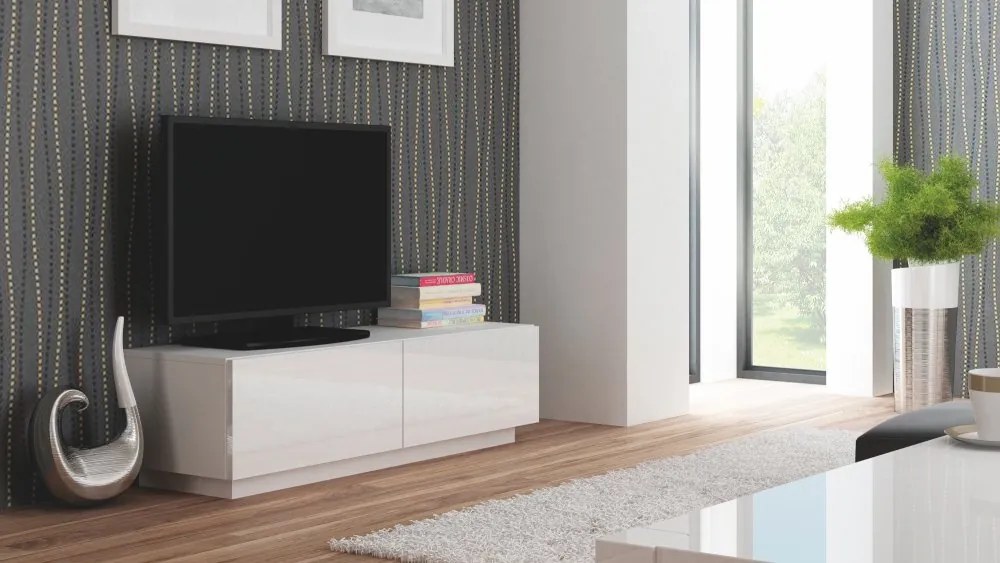 RTV stolek LIVO 160 bílá lesk (160 x 38) cm