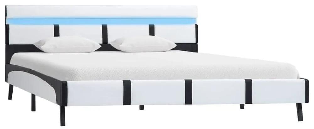 Petromila Rám postele s LED světlem bílý umělá kůže 140 x 200 cm