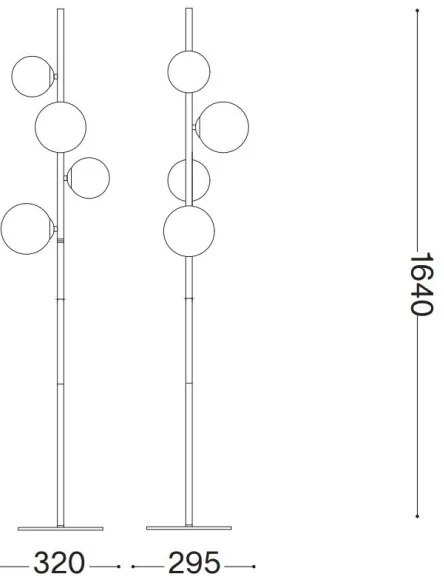 Ideal Lux - LED Stojací lampa PERLAGE 4xG9/3W/230V zlatá/kouřová